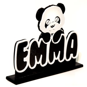 PANDA Name Plate 2 Color Birthday Party Cake Topper Cute 3D Printed ...