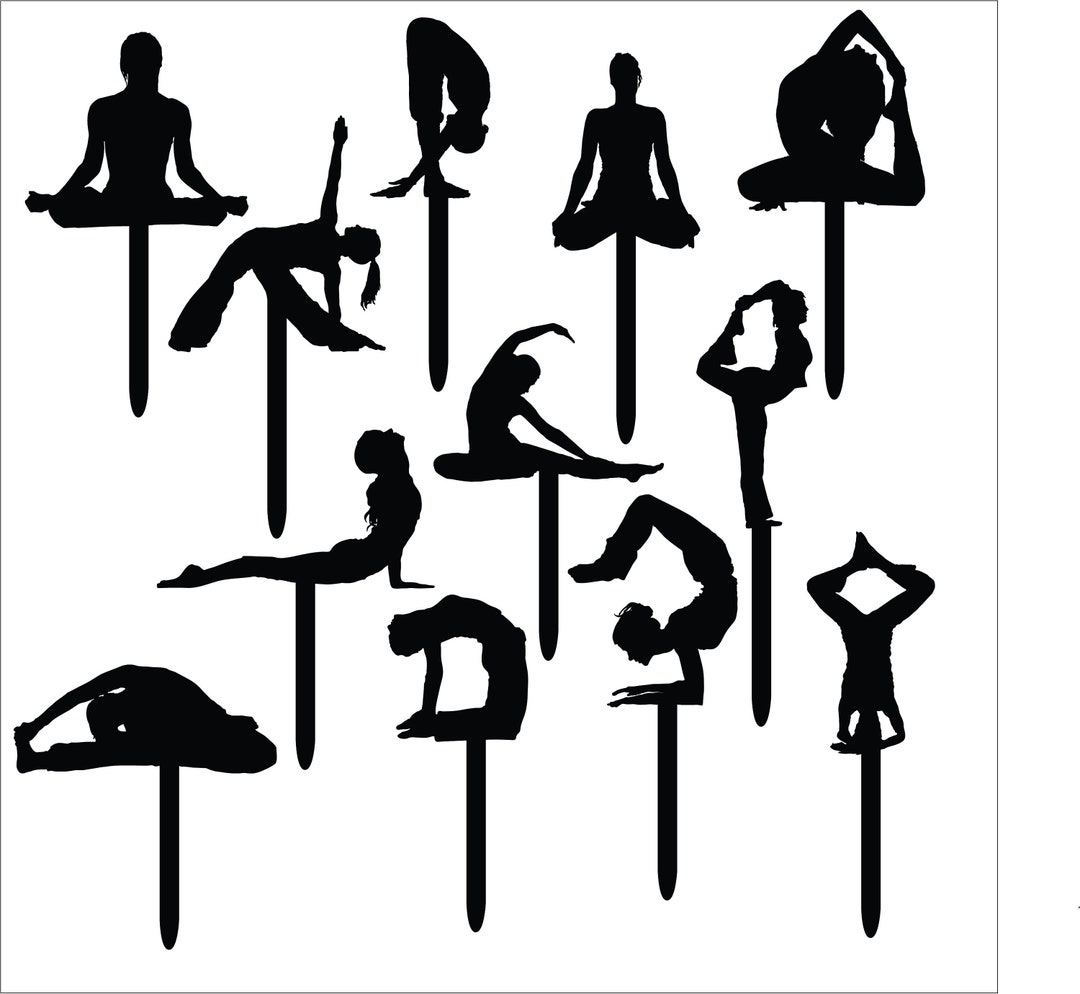 Solid YOGA Cupcake Toppers Set of 12 - 3D Printed Plastic Mindfulness ...