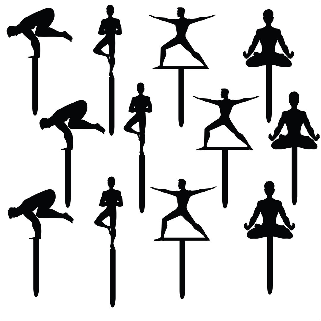 Male YOGA Cupcake Toppers Set of 12 Solid 3D Printed Plastic ...