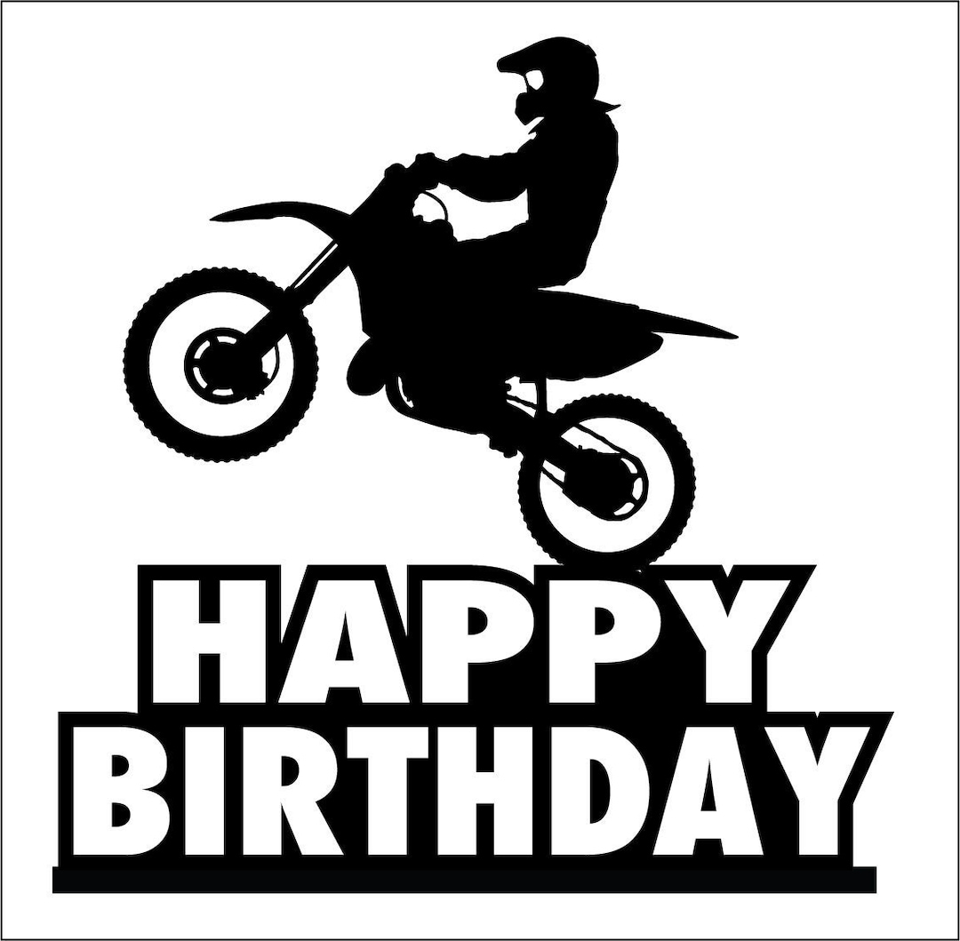 Happy Birthday Dirt Bike MOTOCROSS CAKE TOPPER on Keepsake Base for ...