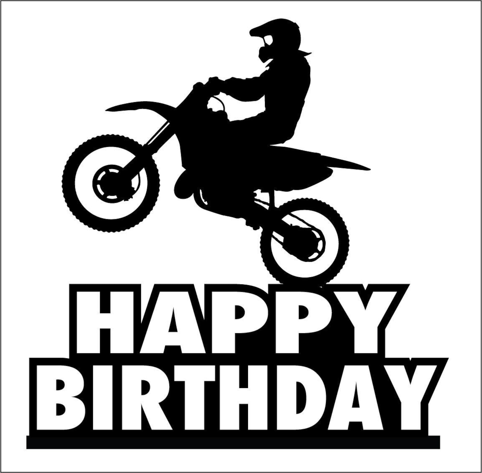 Happy Birthday Dirt Bike MOTOCROSS CAKE TOPPER on Keepsake Base for ...