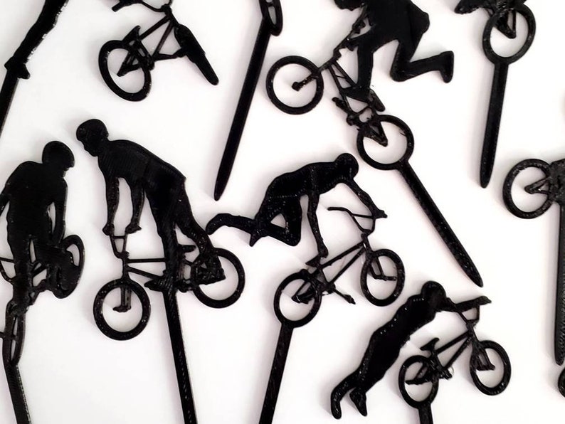 BMX Bike Cupcake Toppers - Set of 12, 3D Printed Birthday Decor - Etsy