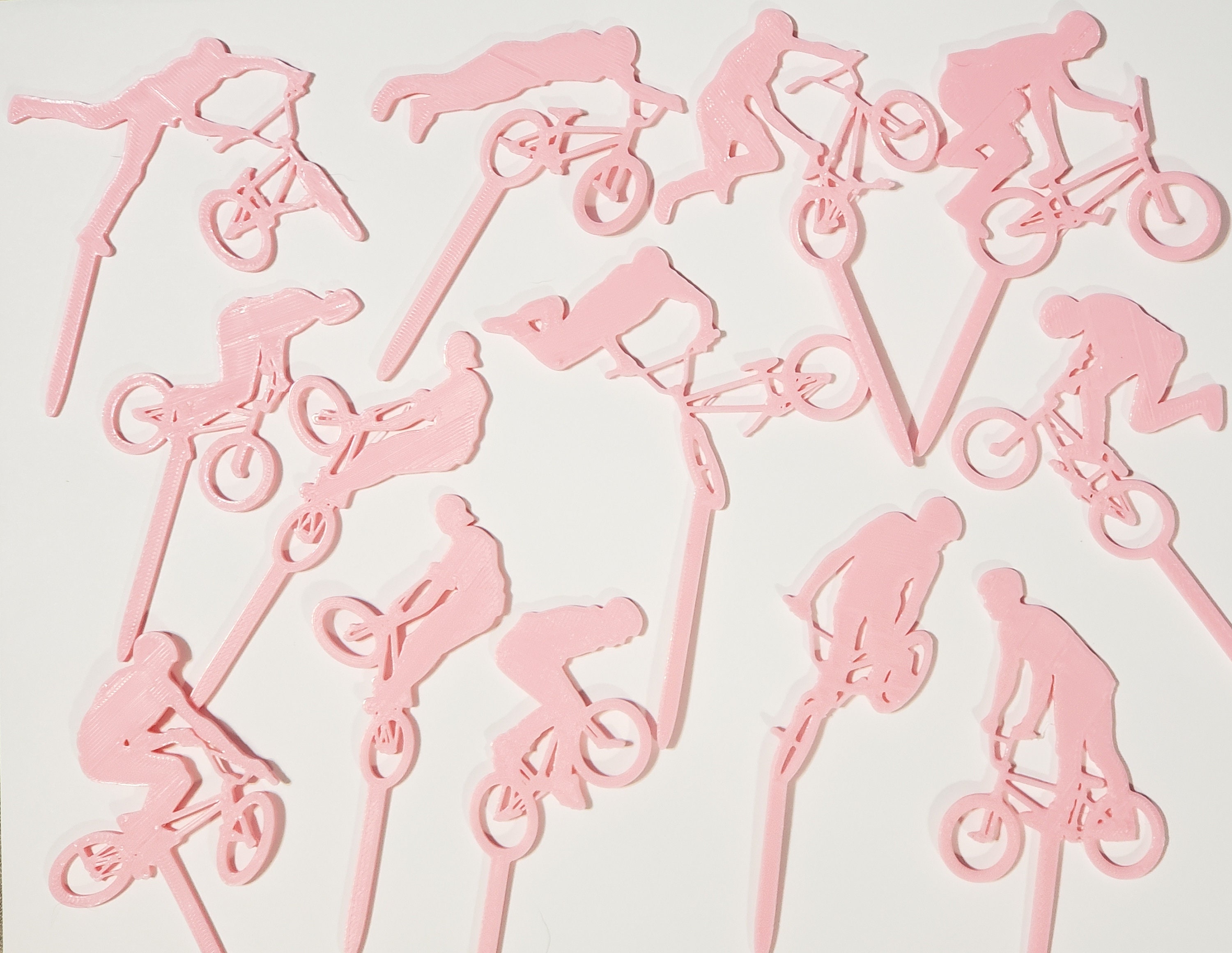 Set of 12 BMX Bicycle Cupcake Toppers - Solid 3D Printed Plastic ...