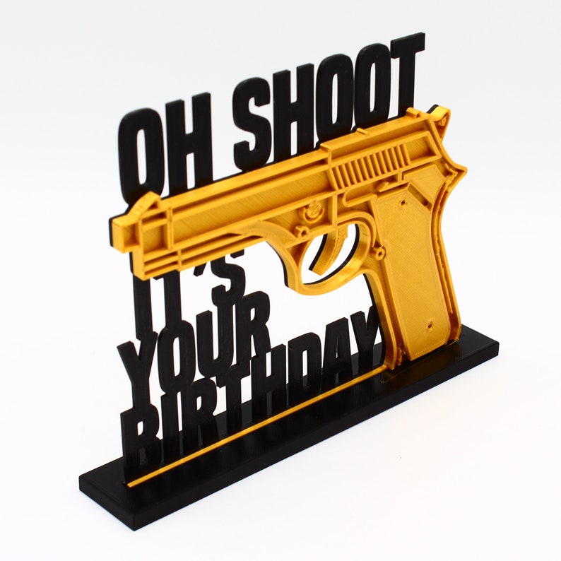 Oh Shoot It's Your Birthday GUN Cake Topper on Base - Etsy
