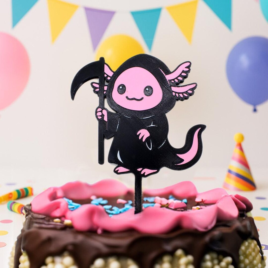Grim Reaper Axolotl Cake Topper 7"x5" | 3D Print Halloween Decor - Etsy