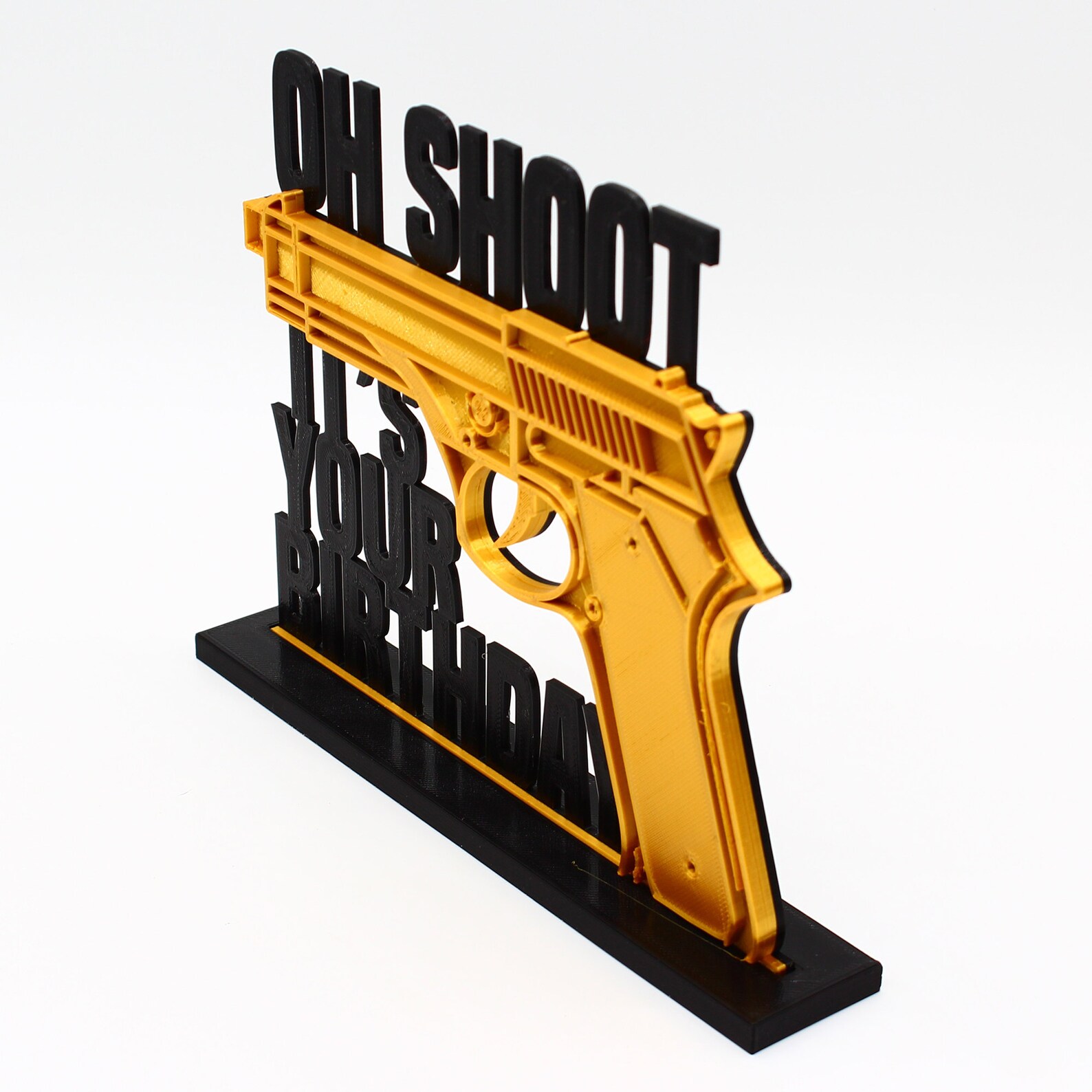 Oh Shoot It's Your Birthday GUN Cake Topper on Base - Etsy