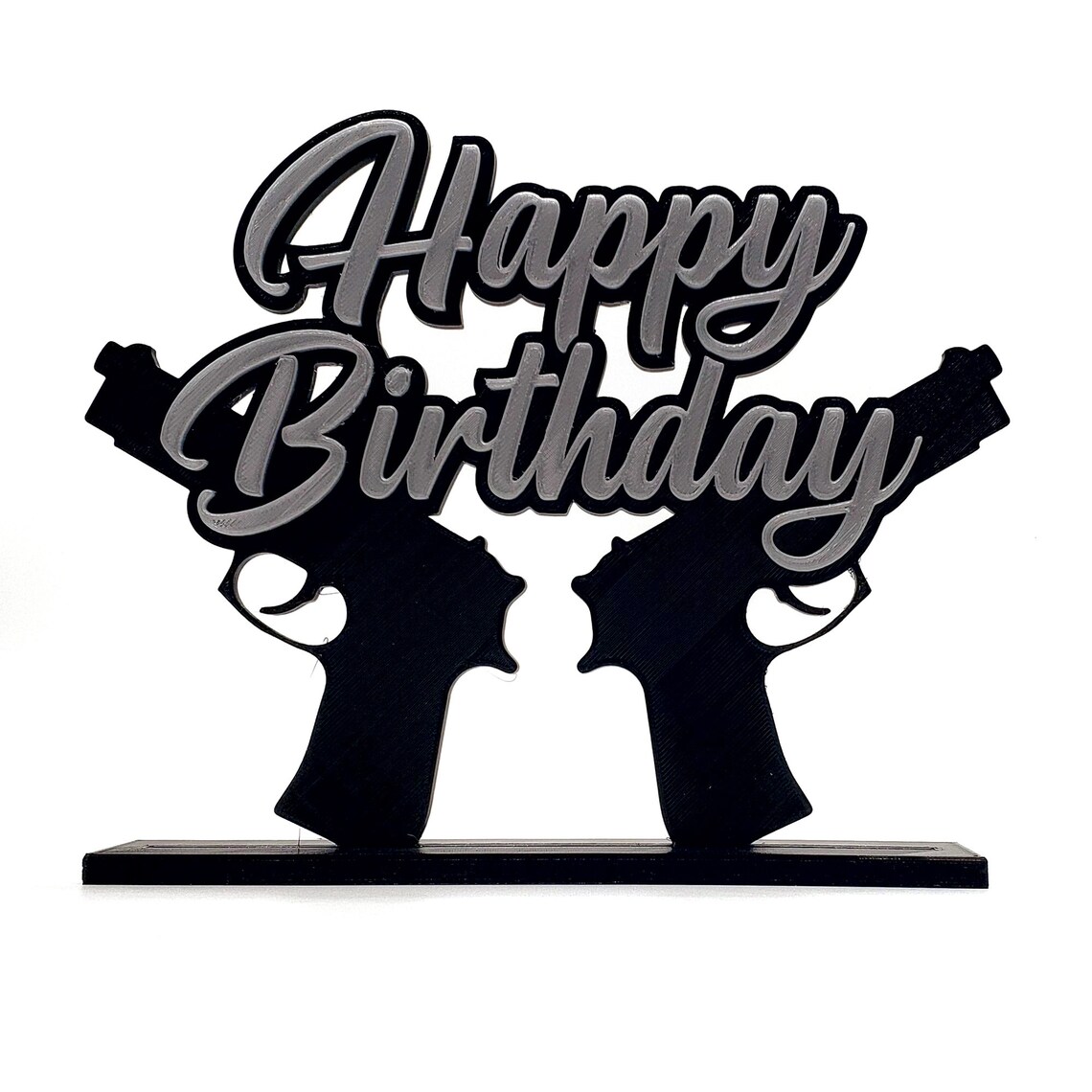 Feliz cumpleaños doble GUNS Cake Topper Centerpiece Decoración | Etsy