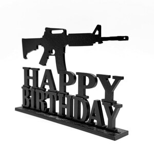 Happy Birthday AR-15 GUN Cake Topper on Base - Solid 3D Printed Plastic ...
