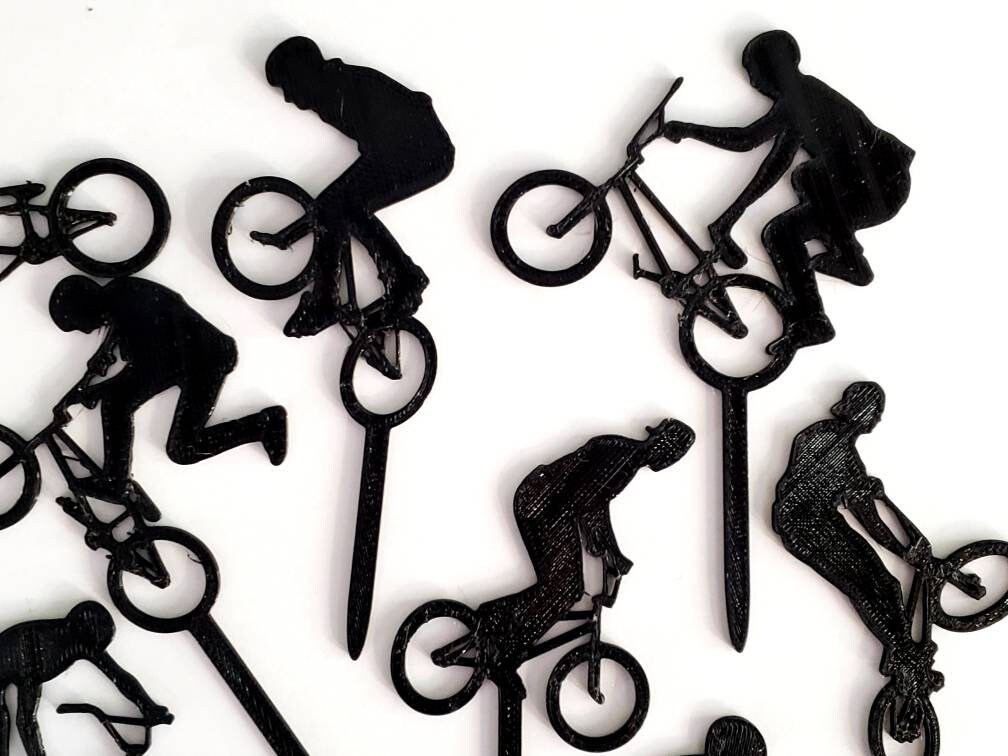 BMX Bike Cupcake Toppers - Set of 12, 3D Printed Birthday Decor - Etsy