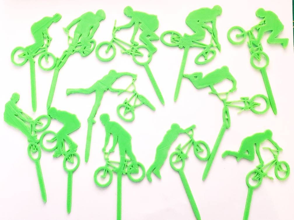 BMX Bike Cupcake Toppers - Set of 12, 3D Printed Birthday Decor - Etsy