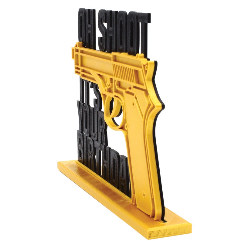 Oh Shoot It's Your Birthday GUN Cake Topper on Base | Etsy