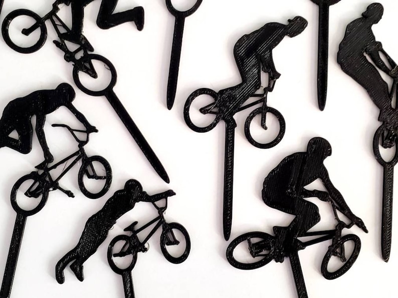 BMX Bike Cupcake Toppers - Set of 12, 3D Printed Birthday Decor - Etsy