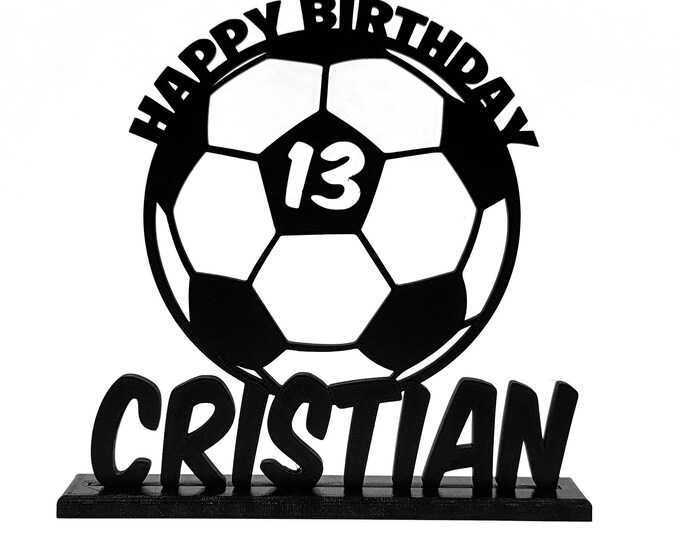 Personalized Soccer Birthday Cake Topper Custom Name & Age 3D Printed ...
