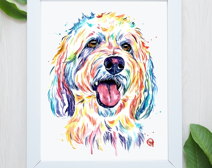 Colorful Goldendoodle Watercolor Dog Art Print - Etsy