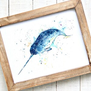 Narwhal Painting Narwhal Print Whale Print Narwhal Art | Etsy