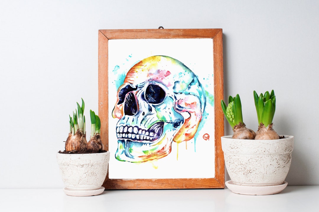 Skull Art, Human Skull, Art Print Skull, Skull Decor, Painted Skull ...