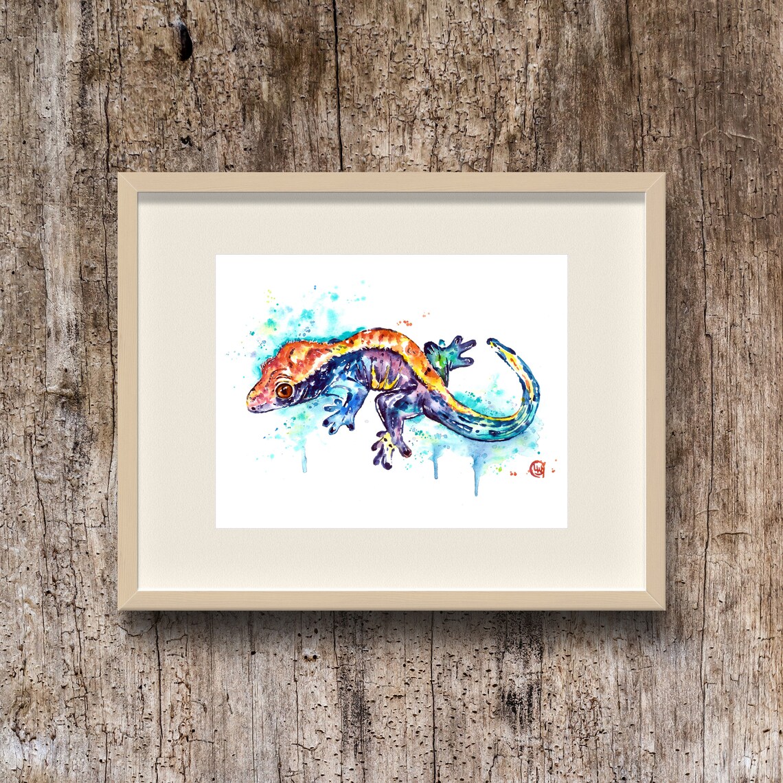 Gecko Wall Art Lizard Art Print Gecko Painting Watercolor | Etsy
