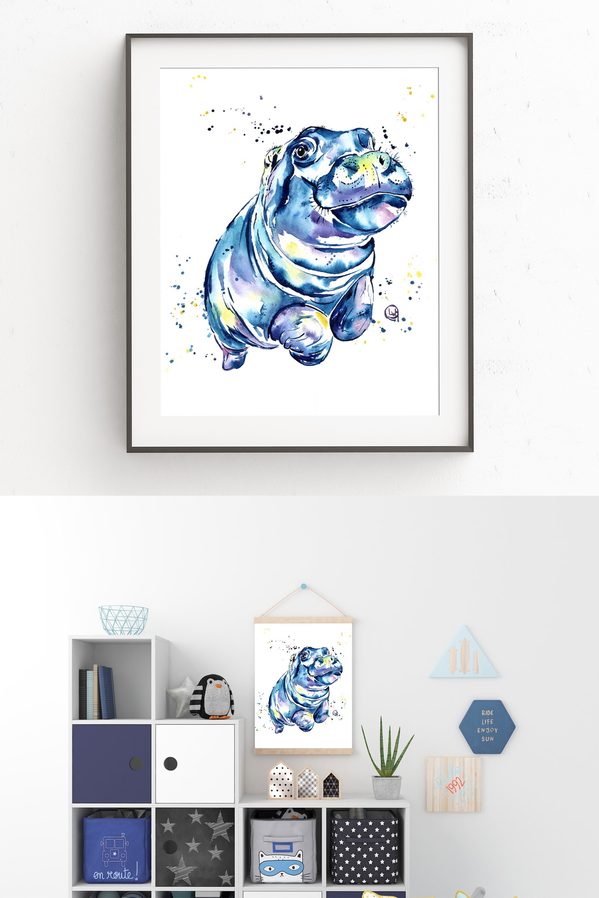 Hippo Painting Hippo Art Happy Art Art Prints Zoo Animals - Etsy Canada