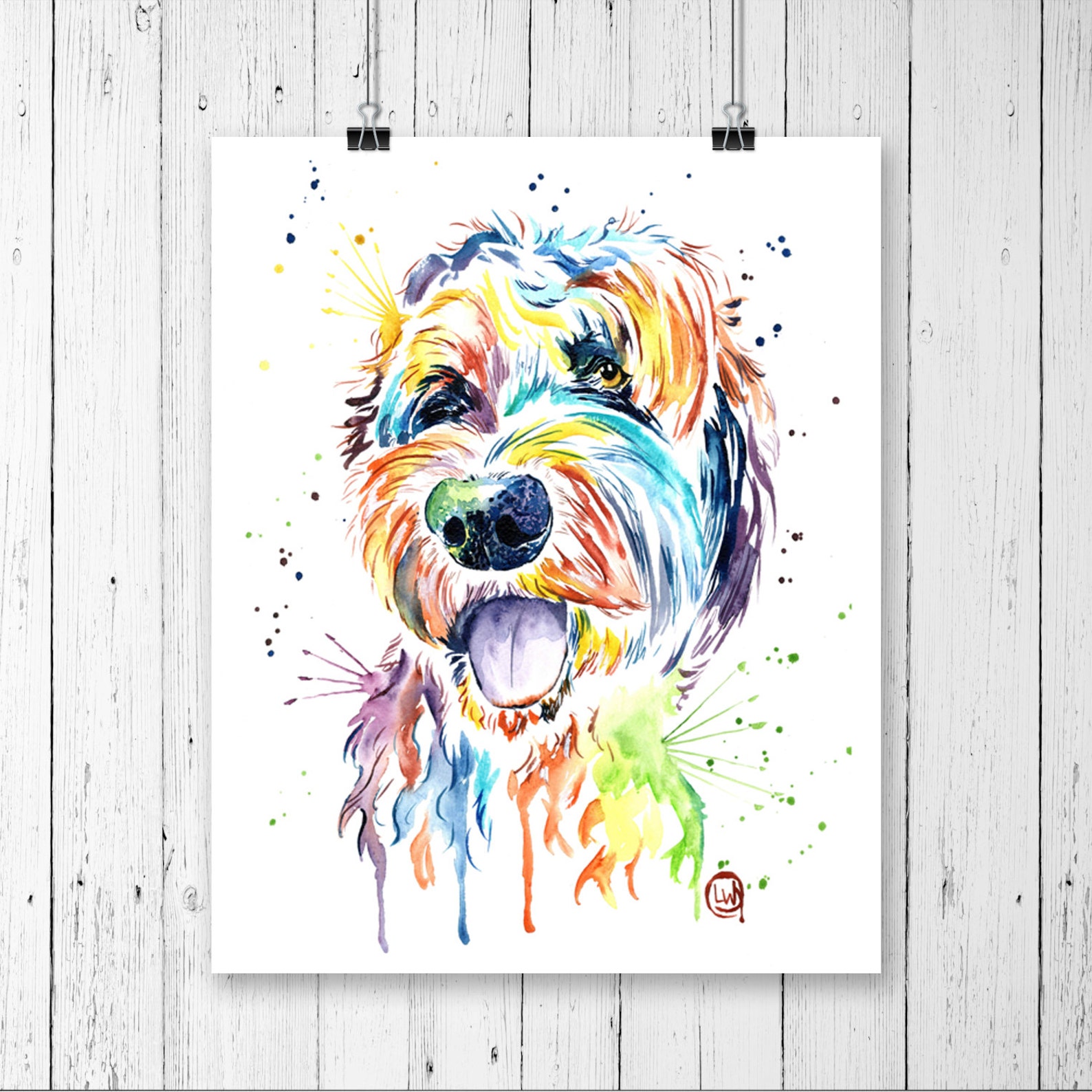 Goldendoodle Art, Goldendoodle Print, Pet Portrait, Golden Doodle Art ...