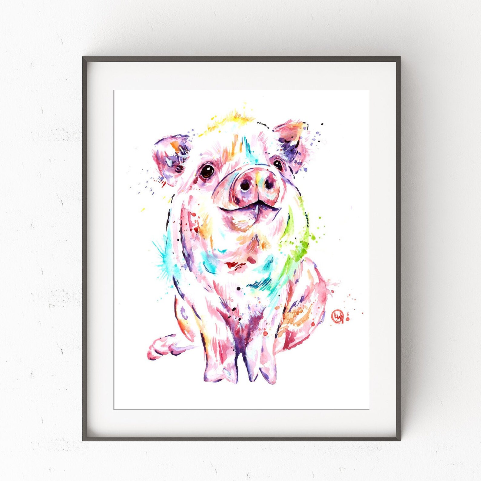 Pig Watercolor Print, Pig Painting, Pig Art, Farm Art, Farm Animal Art ...