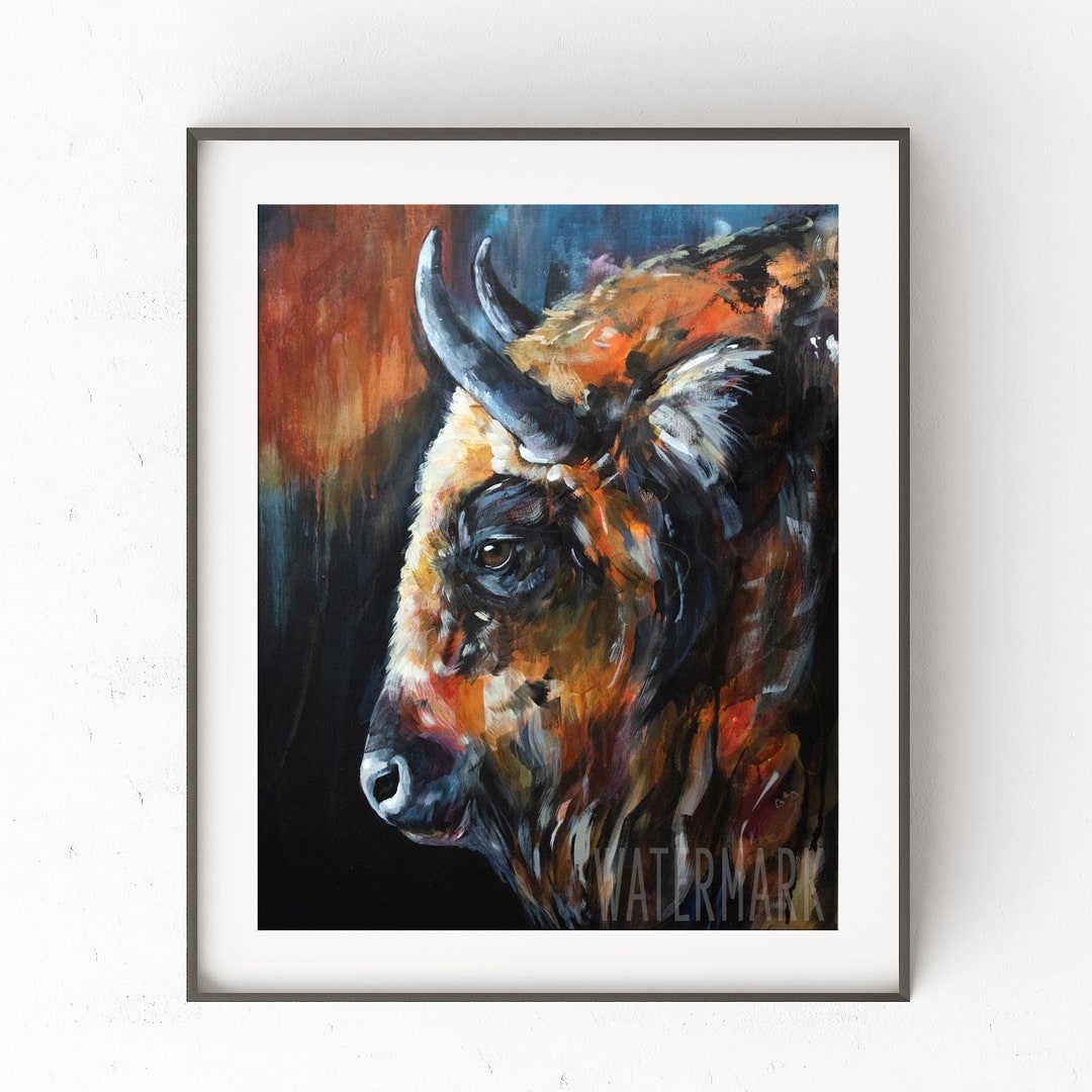 Bison Print of Original Painting by Lisa Whitehouse, Buffalo Art ...