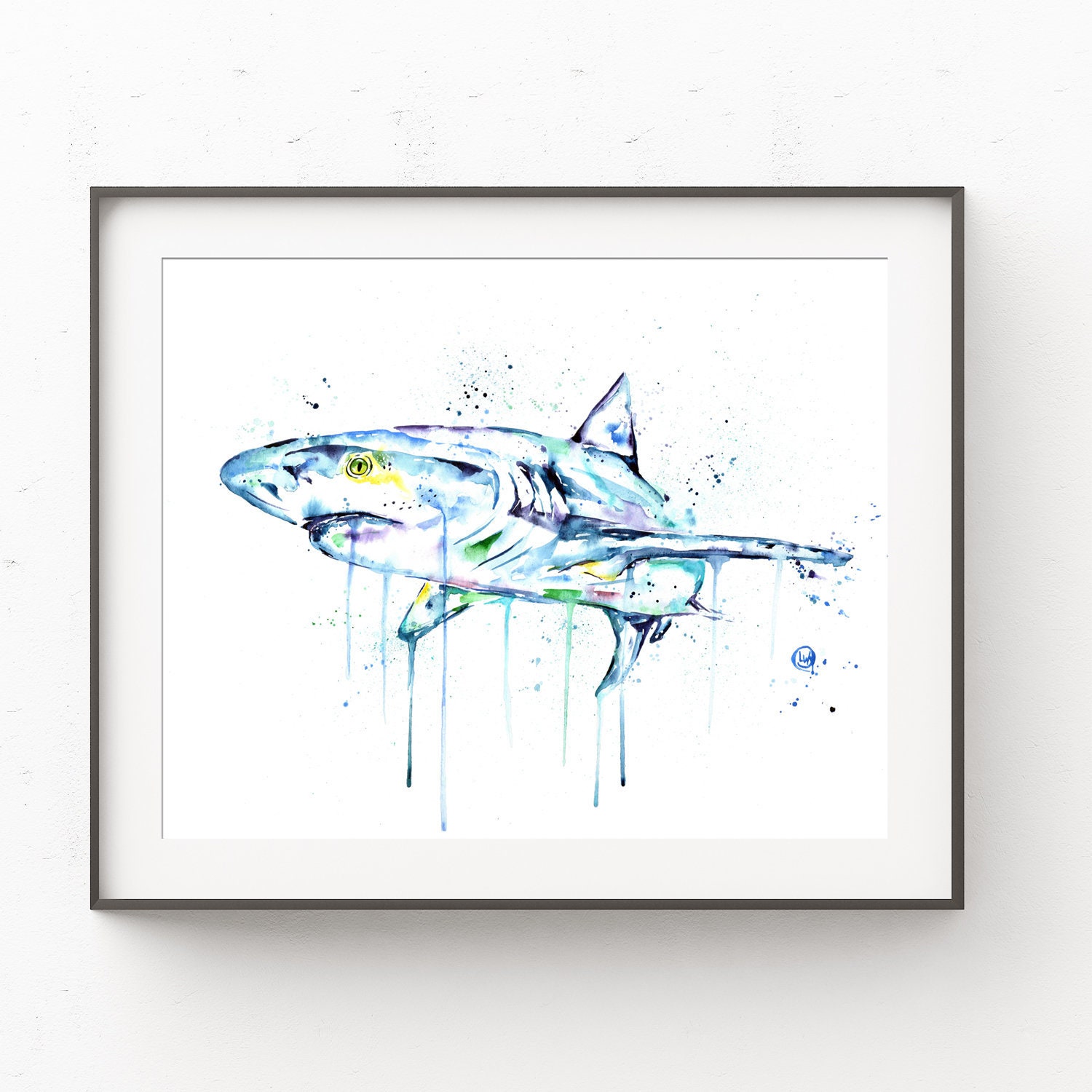 Shark Decor Shark Art Shark Poster Great White Shark Ocean | Etsy