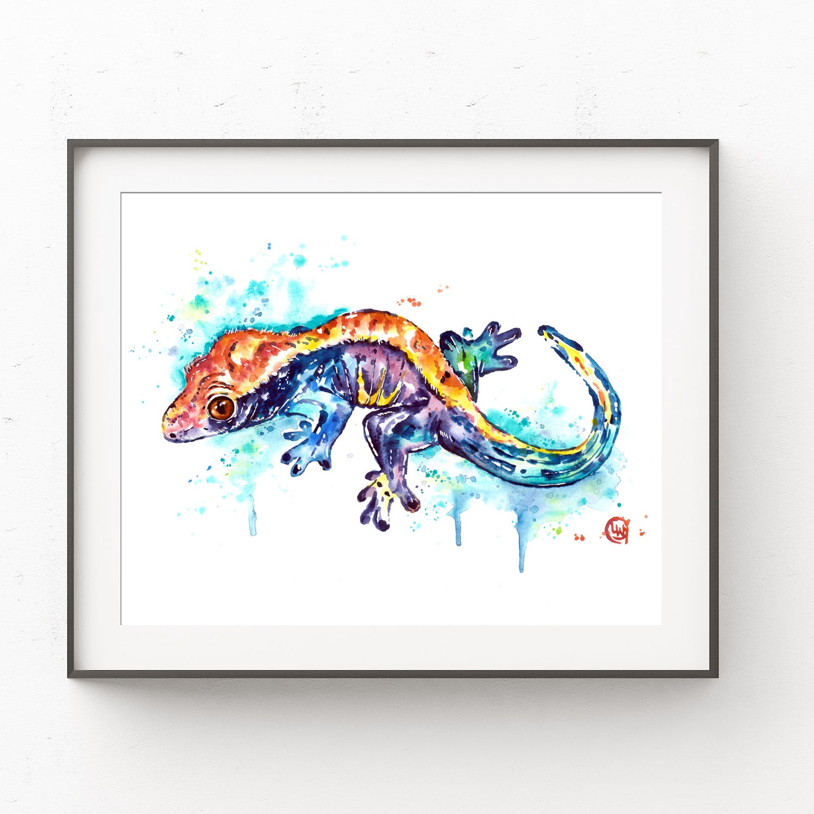 Gecko Wall Art Lizard Art Print Gecko Painting Watercolor | Etsy