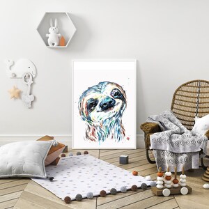 Sloth Art Print, Sloth Gifts, Sloth Nursery, Sloth Home Decor, Sloth ...