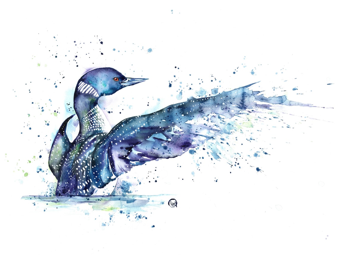 Loon Painting Loon Print Loon Art Bird Painting Loon Wall | Etsy