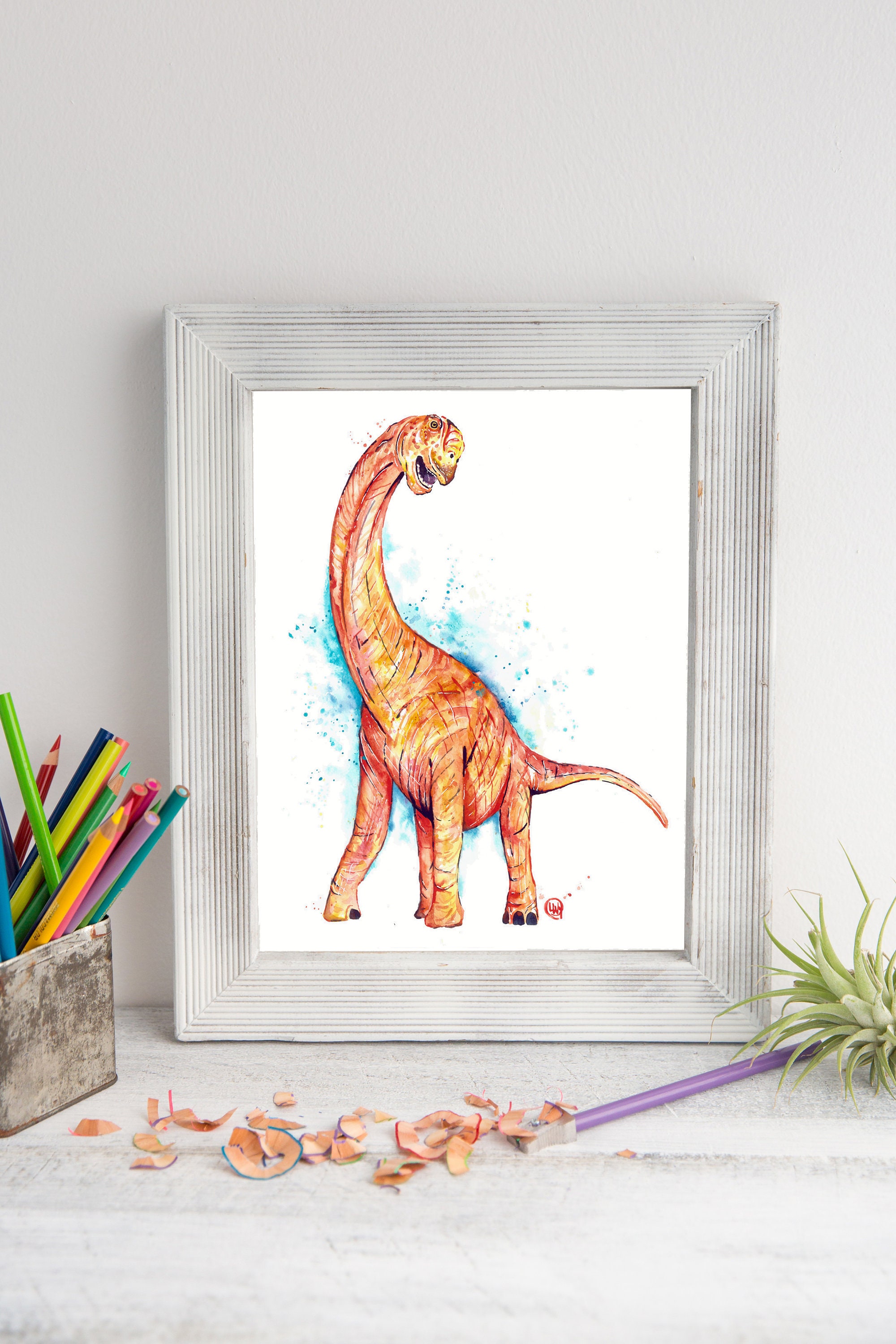 Dinosaur Art Brontosaurus Dinosaur Nursery Dinosaur Decor | Etsy