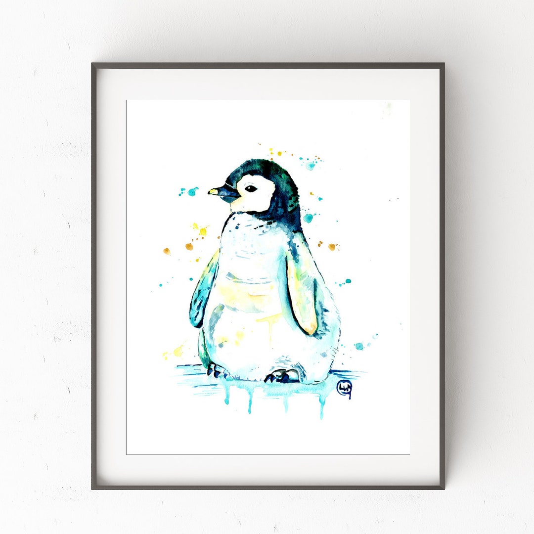 PENGUIN PRINT, Penguin Watercolour, Penguin Baby, Penguin Art, Nursery ...