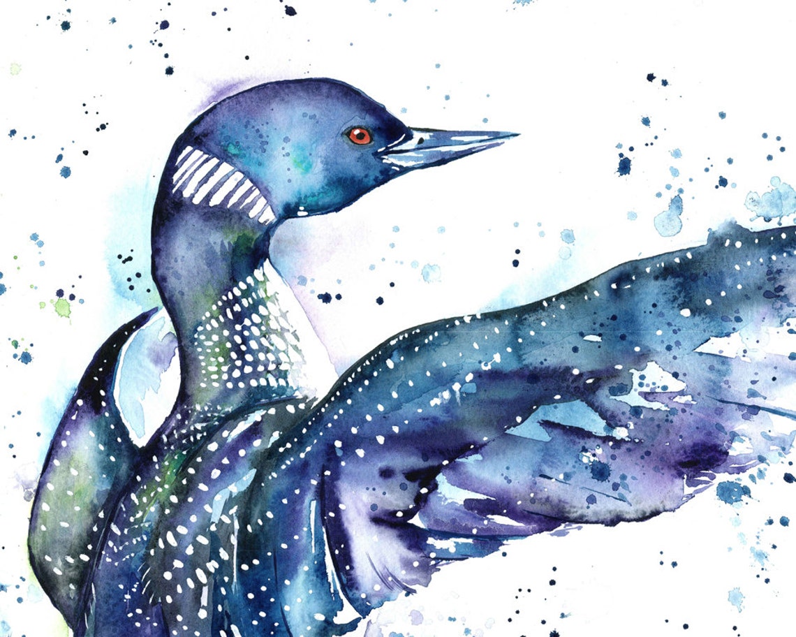 Loon Painting Loon Print Loon Art Bird Painting Loon Wall - Etsy