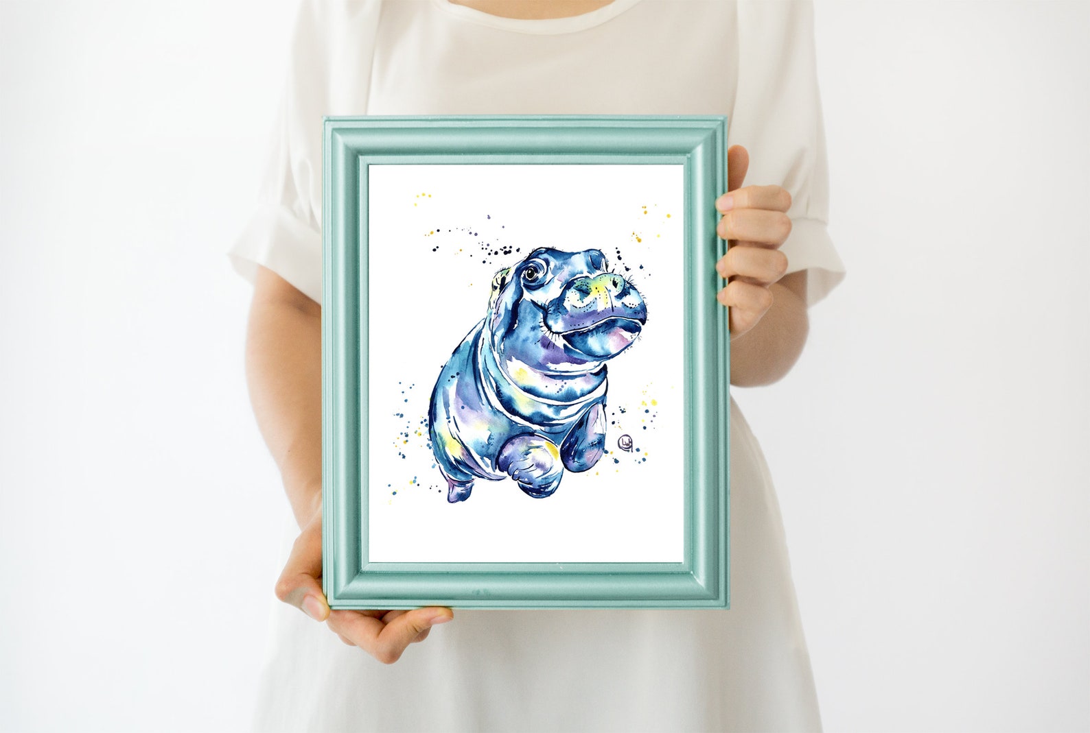Hippo Painting Hippo Art Happy Art Art Prints Zoo Animals - Etsy