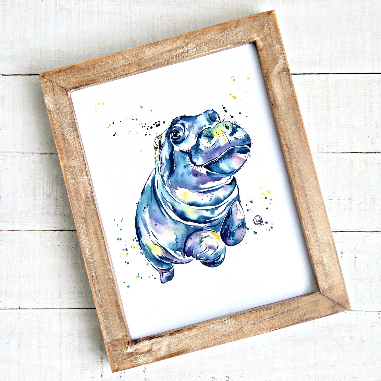 Hippo Painting Hippo Art Happy Art Art Prints Zoo Animals - Etsy