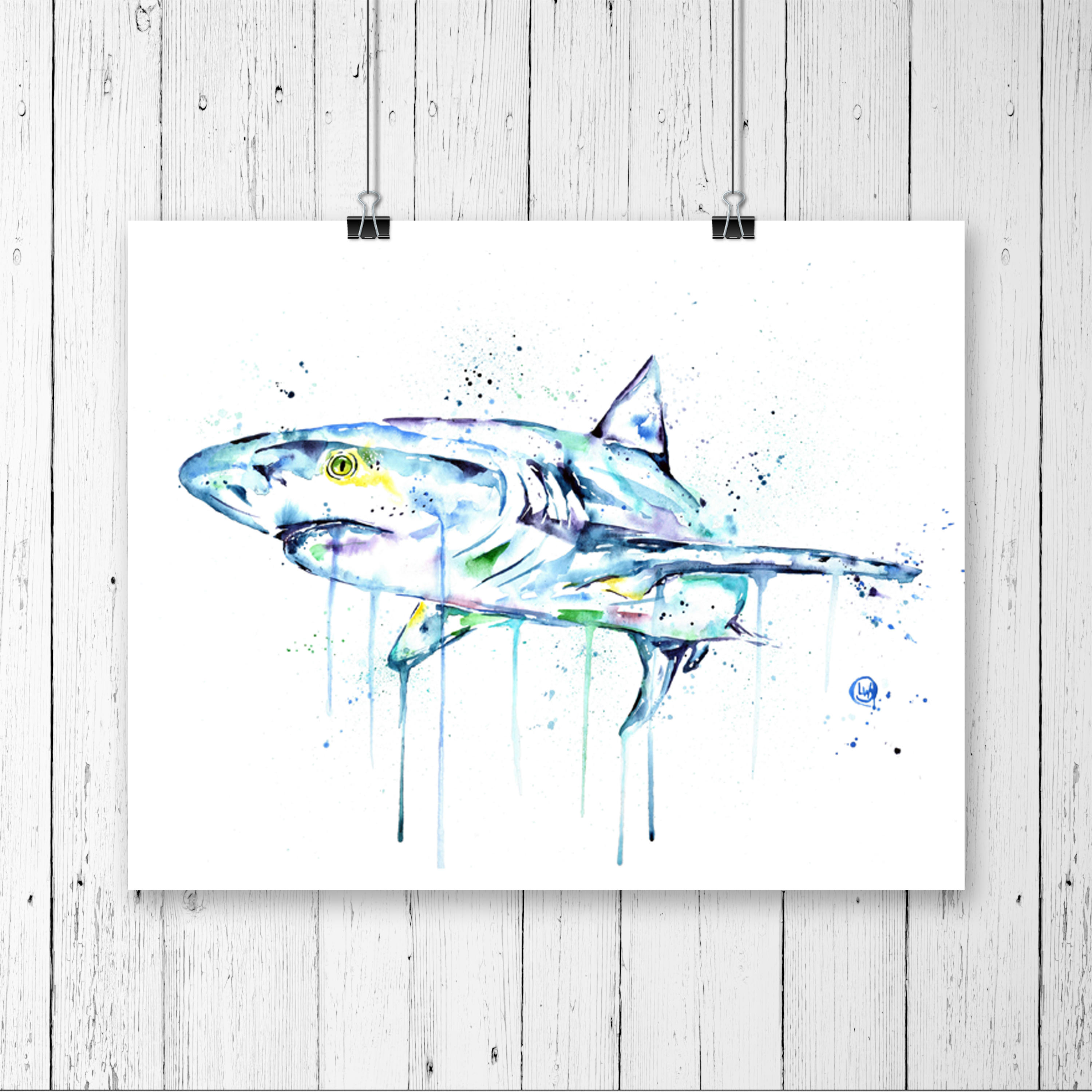 Shark Decor Shark Art Shark Poster Great White Shark Ocean | Etsy