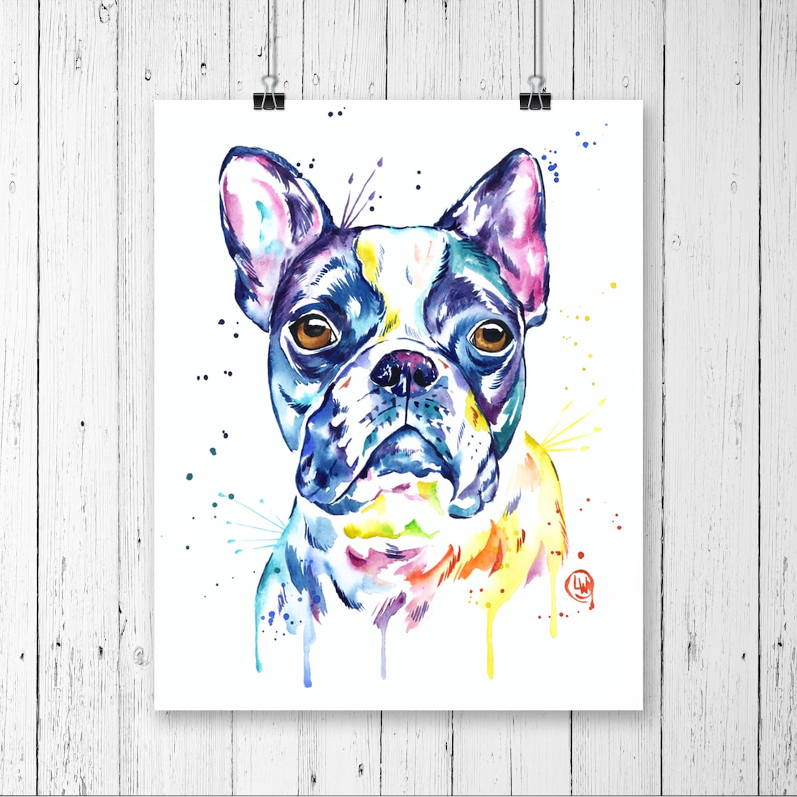 Boston Terrier Art Boston Terrier Gifts Dog Memorial Dog | Etsy