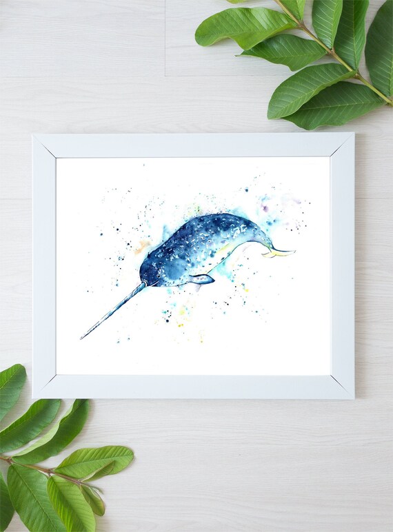 Narwhal Painting Narwhal Print Whale Print Narwhal Art | Etsy