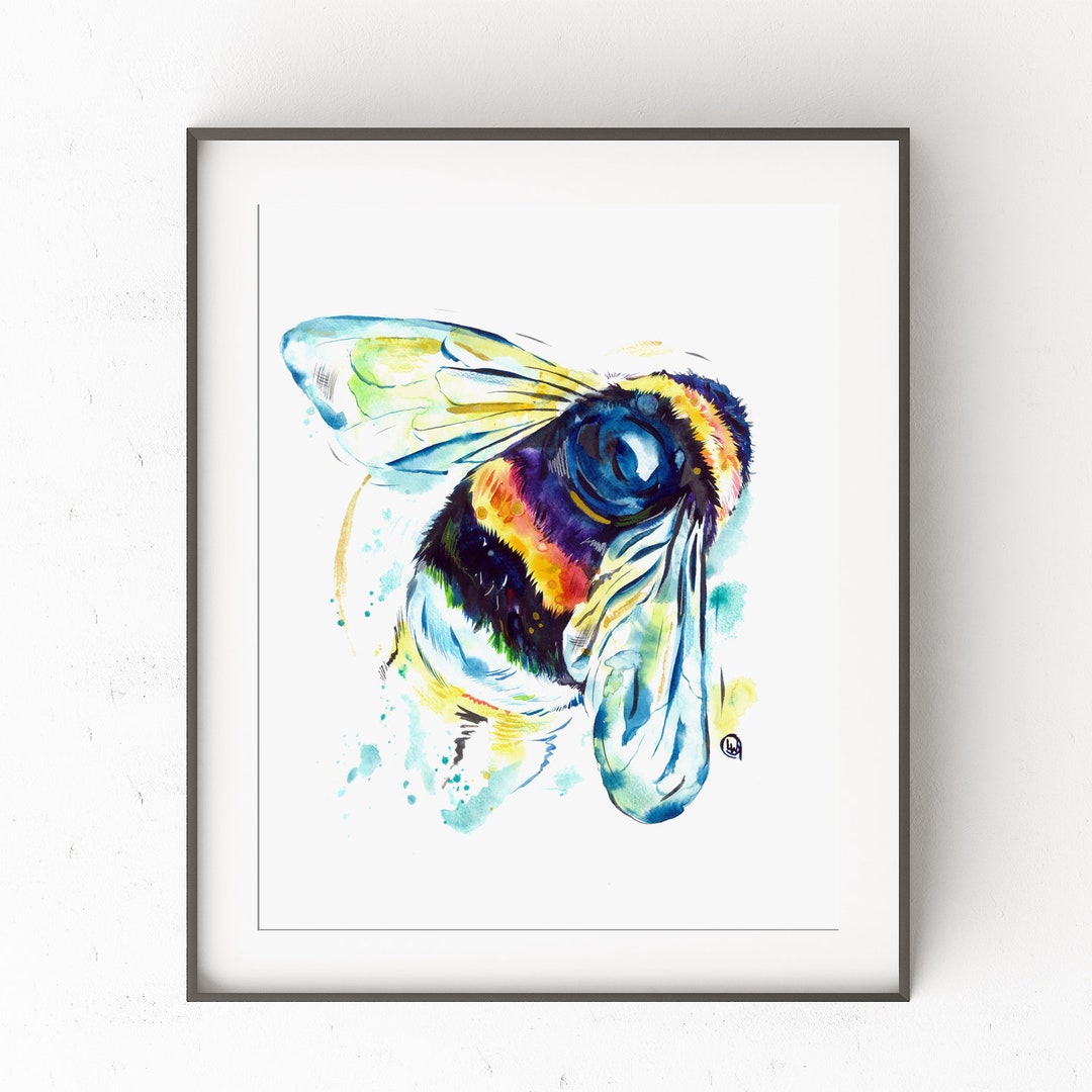 Bumble Bee 2, Art Print, Honey Bee, Splash Art, Bee Artwork, Bee Poster ...