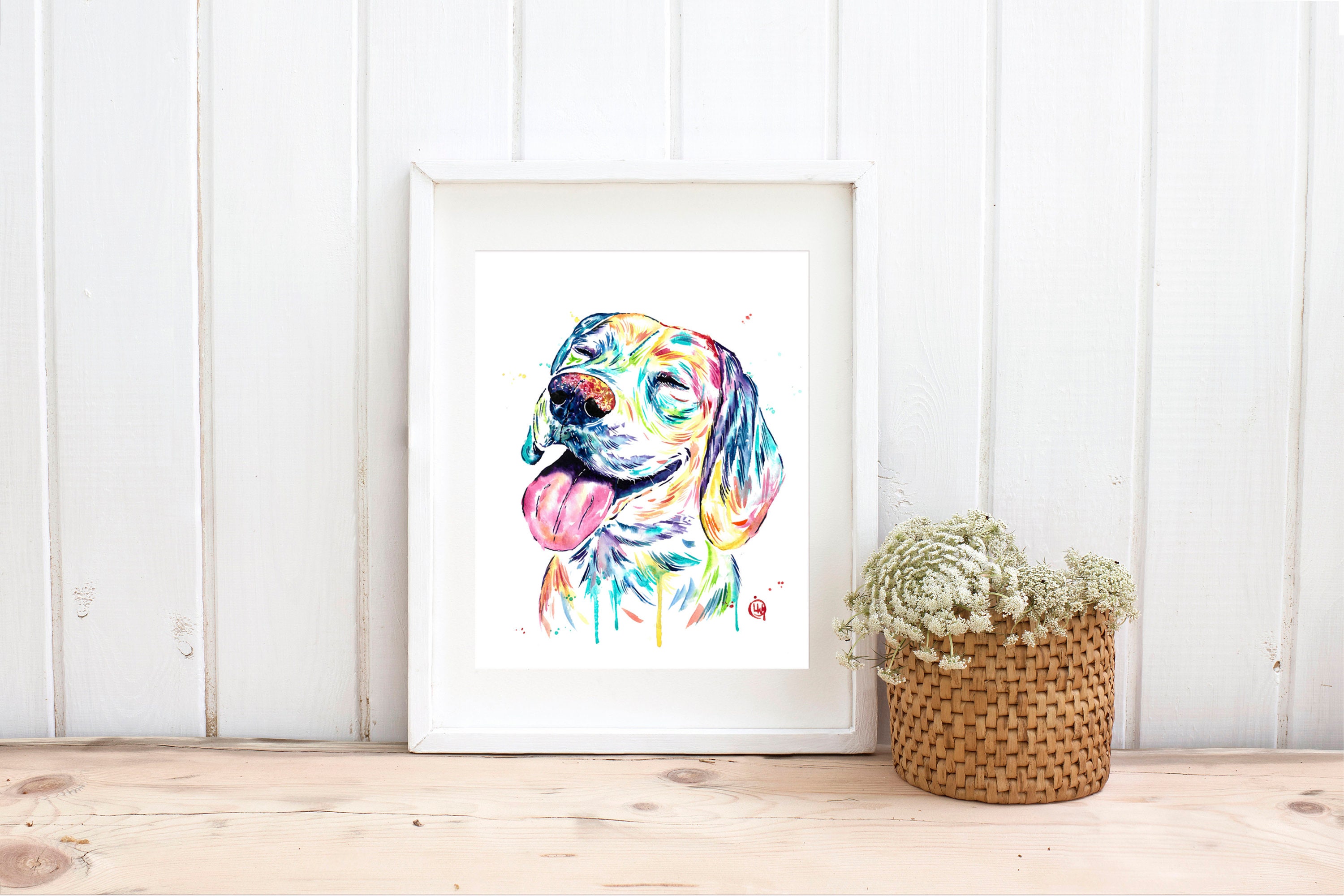 Beagle Wall Art by Whitehouse Art Pet Portrait Art Prints | Etsy