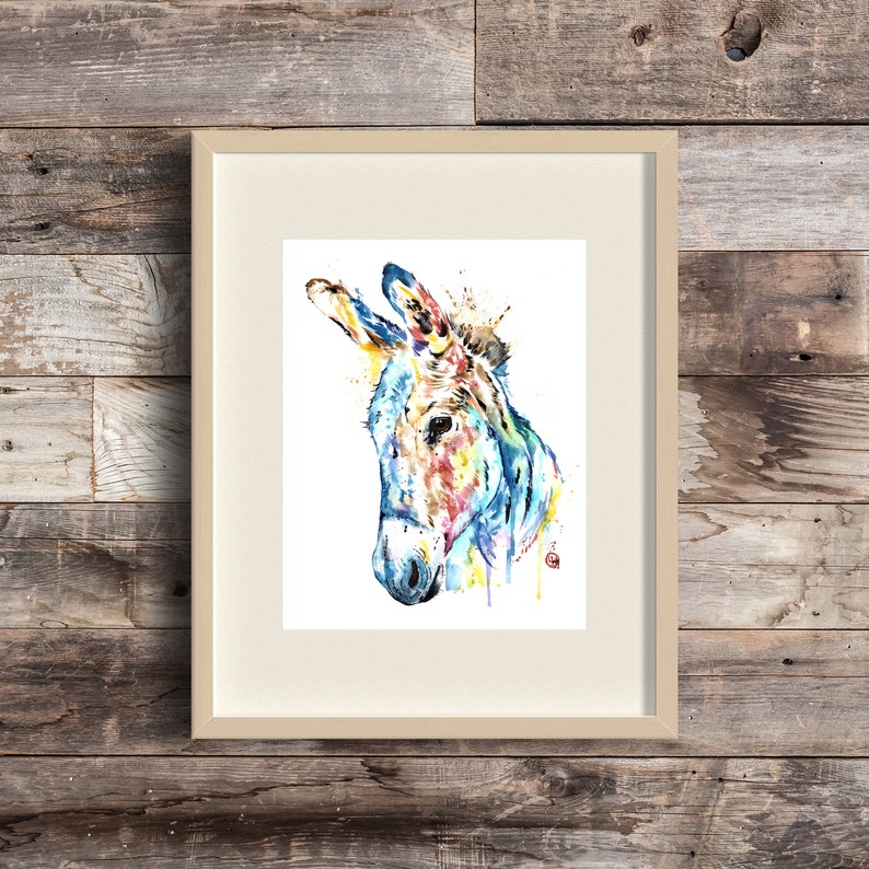 Donkey Watercolor Painting Art Print Donkey Horse Animal Farm - Etsy
