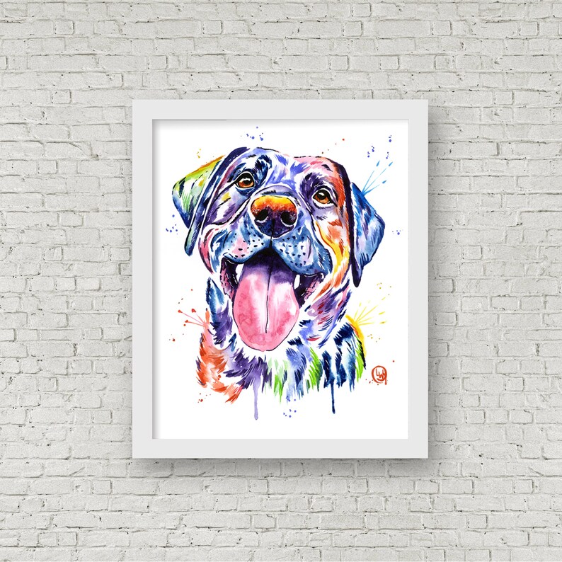 Black Lab Print, Labrador Retriever, Colorful, Watercolor Painting, Pet ...