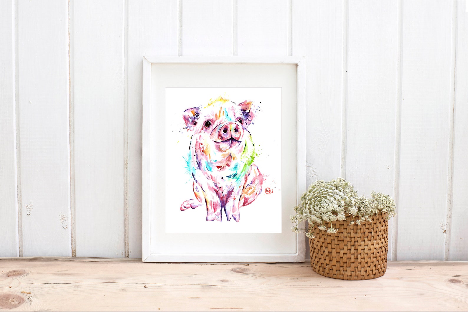 Pig Watercolor Print Pig Painting Pig Art Farm Art Farm - Etsy