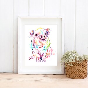 Pig Watercolor Print, Pig Painting, Pig Art, Farm Art, Farm Animal Art ...