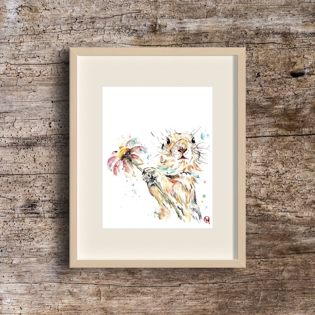 Gopher Holding A Gerbera Daisy, Nature Prints, Animal Art, Mother's Day ...