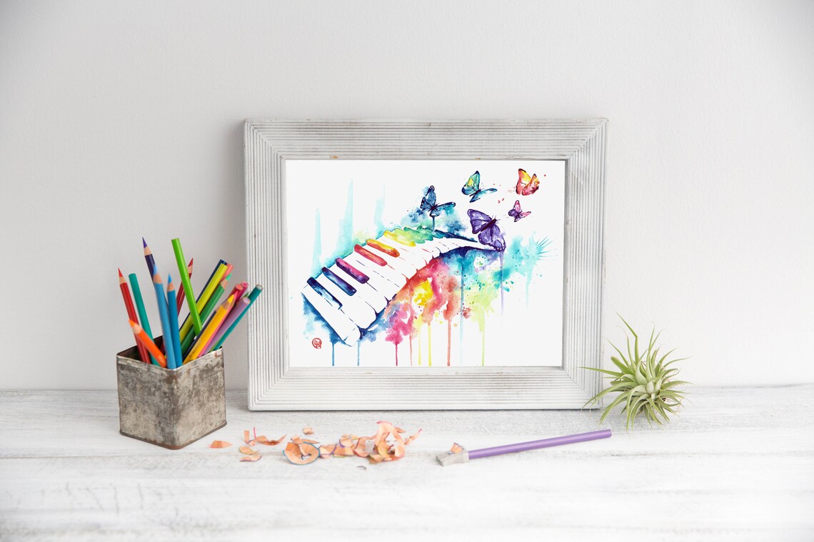 Piano Watercolor Painting Art Print Piano Teacher Gift | Etsy