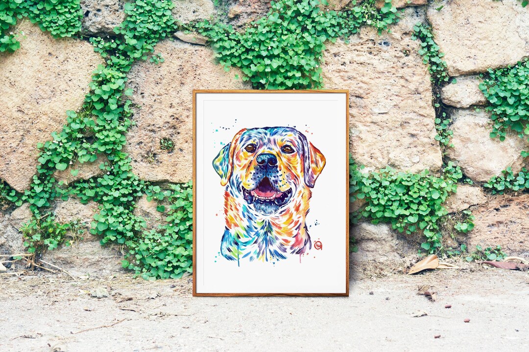 Yellow Lab Art Print, Labrador Retriever Dog Painting, Dog Art ...