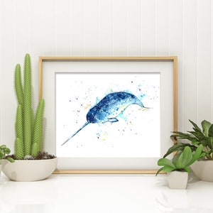 Narwhal Painting, Narwhal Print, Whale Print, Narwhal Art, Narwhal Gift ...