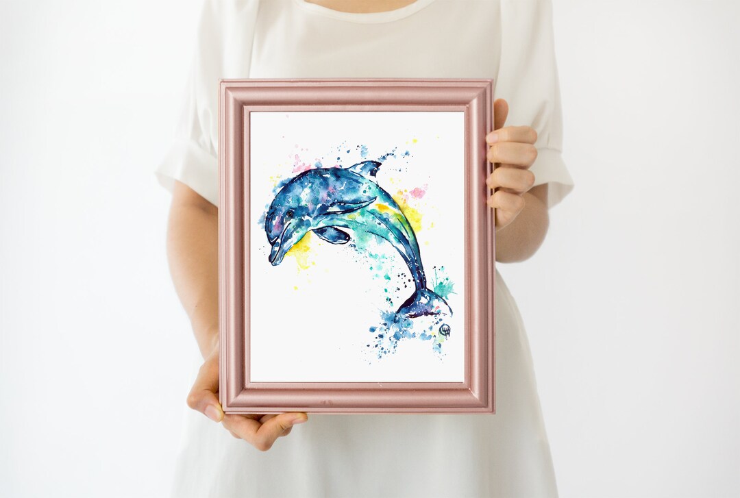 Dolphin Painting, Dolphin Print, Whale Print, Dolphin Art, Dolphin Gift ...