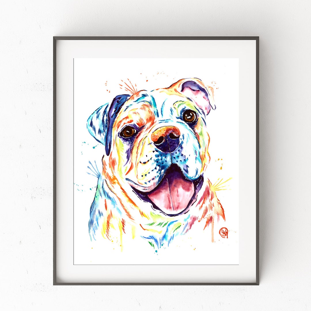 English Bulldog Painting, American Bulldog, English Bulldog Art, Dog ...