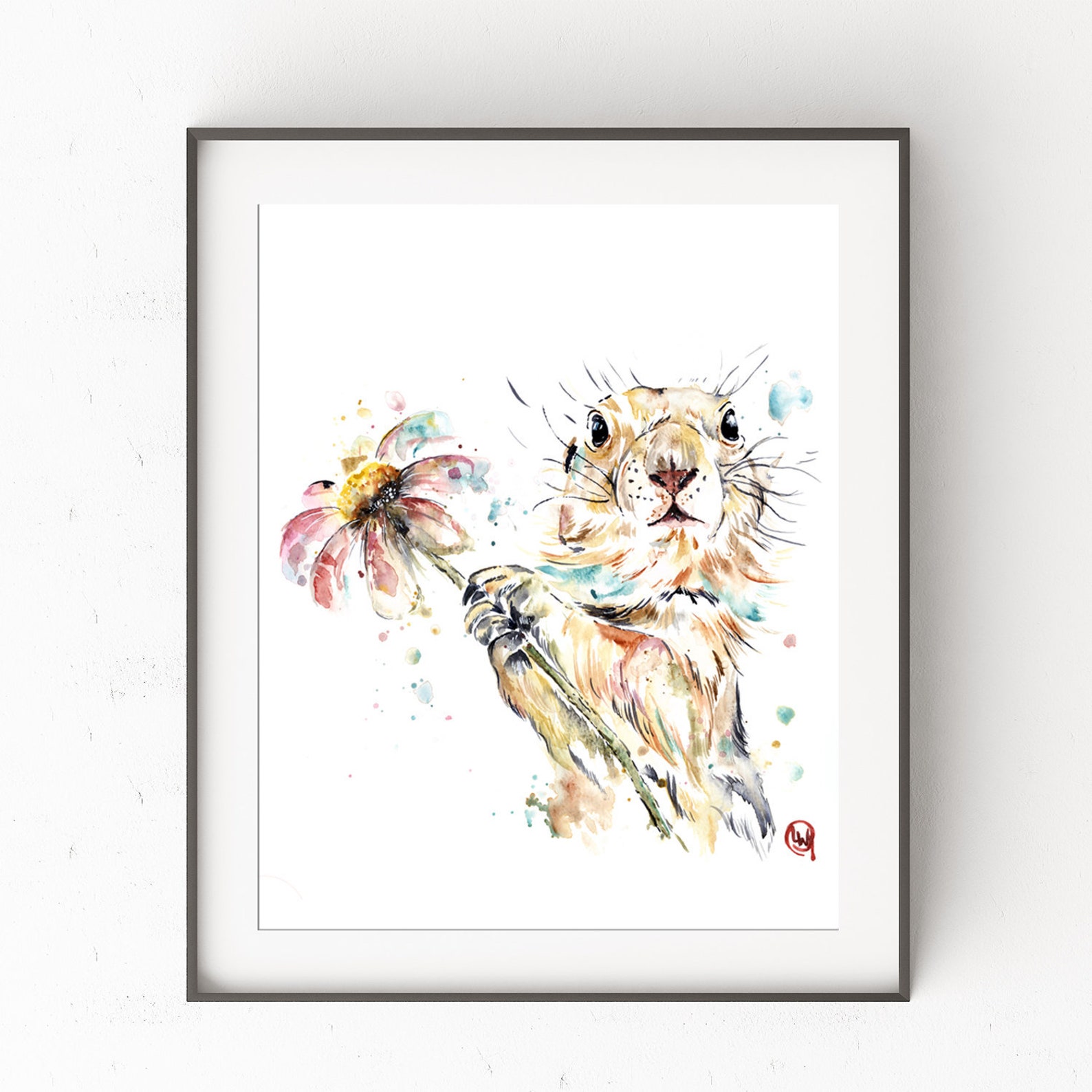Gopher Holding A Gerbera Daisy Nature Prints Animal Art - Etsy
